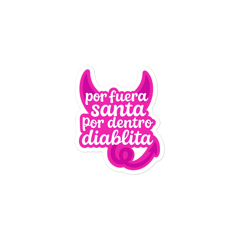Por Fuera Santa Por Dentro Diablita Mexican Sticker - House of Locos
